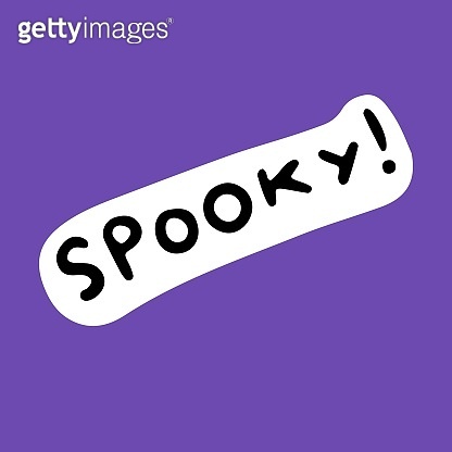 Spooky, text sticker for Halloween. Helloween lettering, handwritten ...