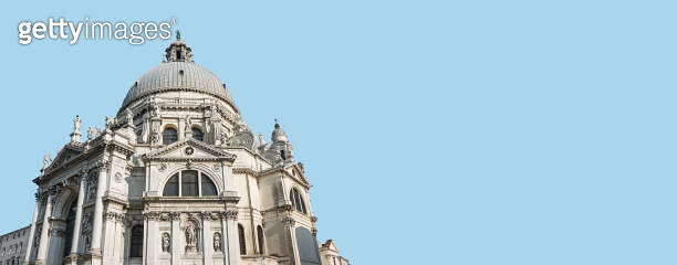 Banner with Basilica di Santa Maria della Salute, its main facade in ...