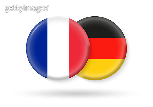 France and Germany circle flags. 3d icon. Round German and French ...