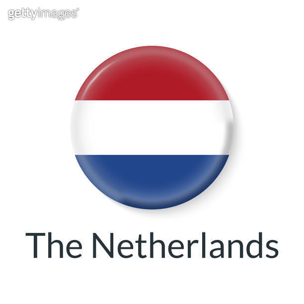 The Netherlands flag 3d icon, circle badge or button. Round Dutch ...