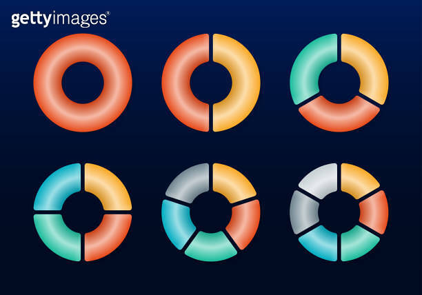 Pie chart set. 3d Circle graph, diagram, wheel. Circular infographic ...