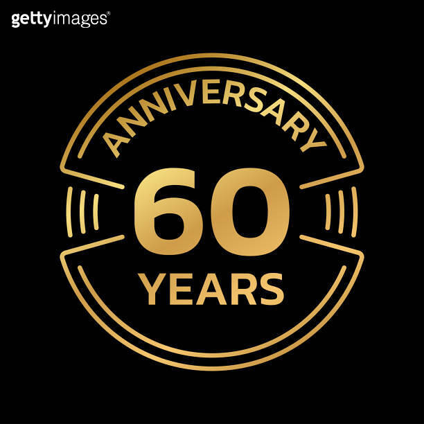 60th Anniversary golden logo or icon. 60 years round stamp design ...