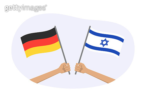 Germany and Israel flags. Israeli and German national symbols. Hand ...