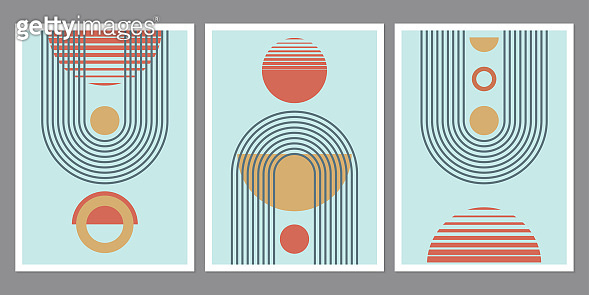 Abstract geometric art with arch and circles. Modern boho background ...