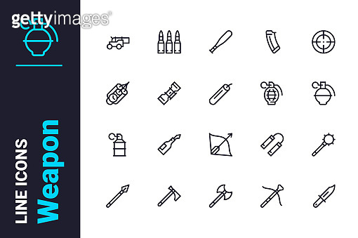 Various weapons for attack icons set 이미지 (1388399272) - 게티이미지뱅크
