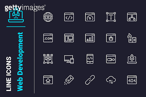 Front end web development icons set 이미지 (1397737372) - 게티이미지뱅크