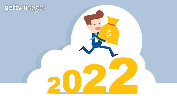 Businessman running up a stairway to success in 2022, Steps to success ...