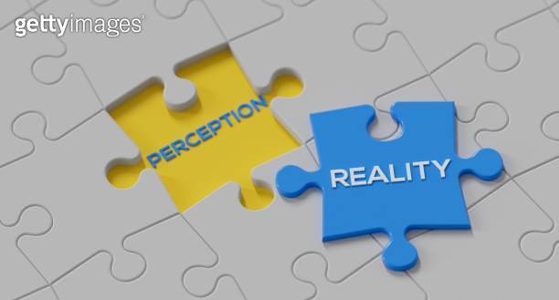 Reality word on a puzzle piece about to fill in a hole marked ...