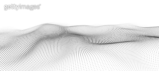Wave of particles. Futuristic point wave. Vector illustration. Abstract ...