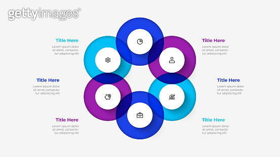 Diagram with six steps. Slide for business presentation. Cycle ...