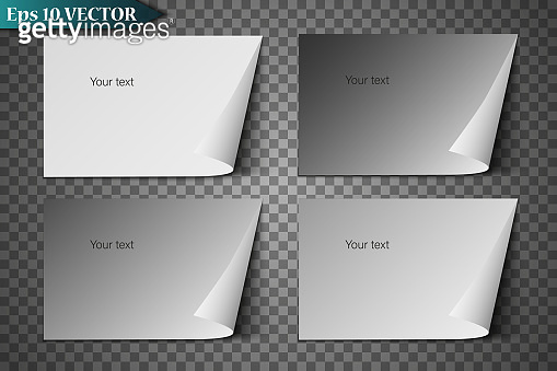 Vector realistic paper sheet with folded corner. Paper sheet A4 with ...