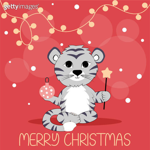 Vector cute new year card with tiger 이미지 (1444287162) - 게티이미지뱅크