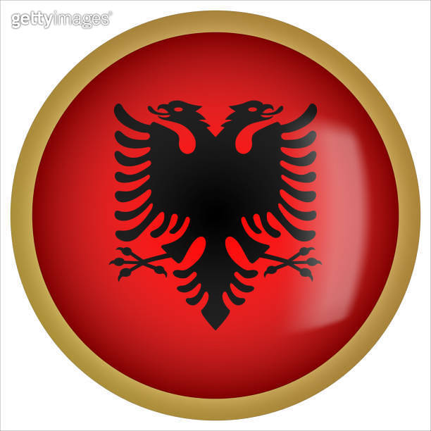 Albania 3D rounded Flag Button Icon with Gold Frame (1362282069) 일러스트 ...