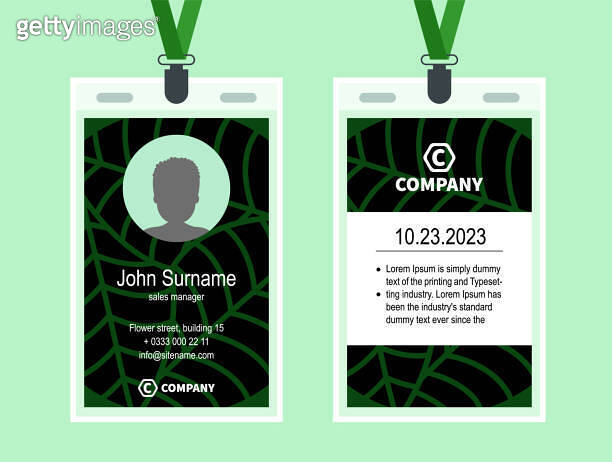 green Employee ID Card. Design Template identity (1391276268) - 게티이미지뱅크