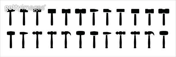 Hammer icon set. Assorted hammers vector icons set. Simple flat design ...
