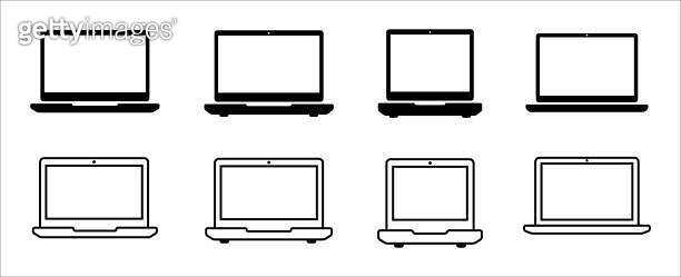 Laptop icon set. Assorted laptops vector icons set. Symbol of personal ...