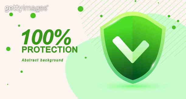 Green protection shield with check mark floating in the air. Vector ...