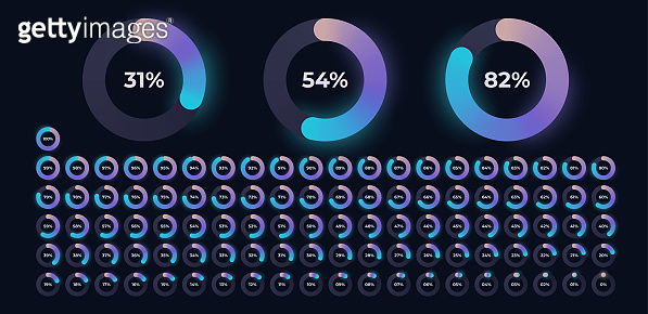 Loading indicator. Progress bar. Neon color, black background ...