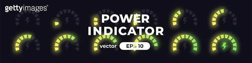 Energy meter. Power level indicator. Loading circle with percentage ...