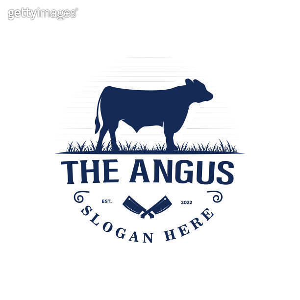 Angus cow animal symbol on grass, Vintage Cow symbol design inspiration ...
