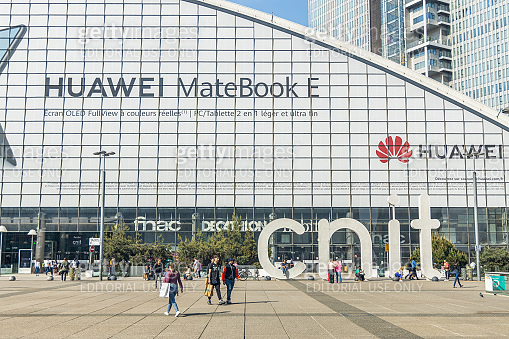 Exterior building of the CNIT, the Centre of New Industries and ...