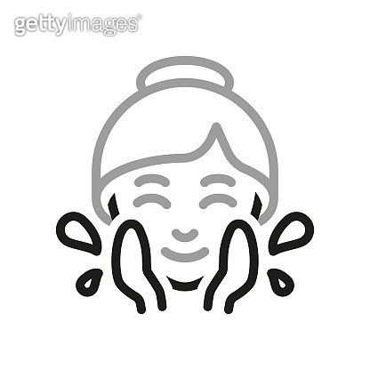 Wash your face, icon. The woman applies products for healthy skin ...
