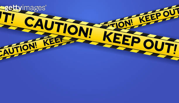 Caution! Keep Out! Warning Coloration Tape Blue Background 이미지 ...
