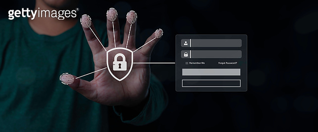 Fingerprint scanner futuristic digital processing of biometric ...