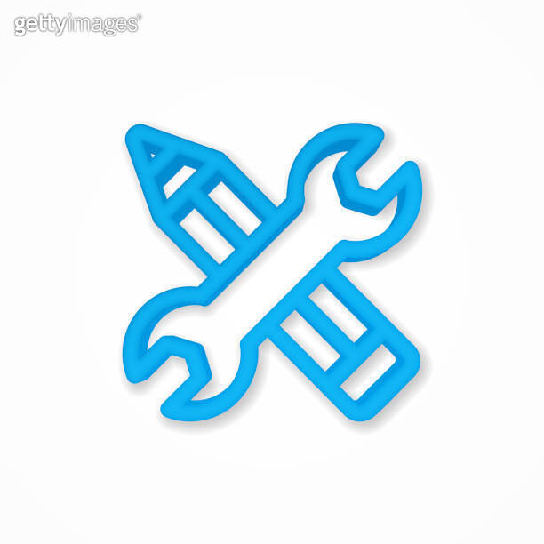 Wrench and pen, installation, design realistic icon. 3d line vector ...