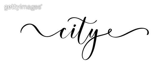City calligraphy inscription. Hand lettering phrase for package design ...