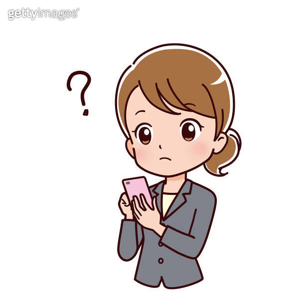 Clip art of woman operating smartphone 이미지 (1394375586) - 게티이미지뱅크
