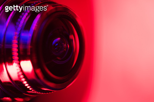Camera lens with red backlight. Optics 이미지 (1388111681) - 게티이미지뱅크