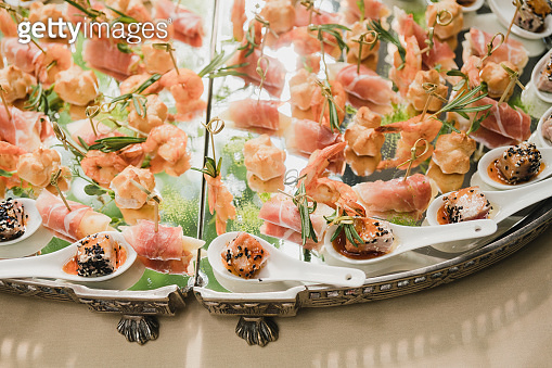 Catering banquet table at the wedding reception. Restaurant ...