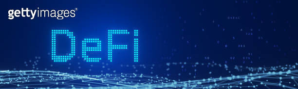 The inscription DeFI on an abstract background, the concept of multiple ...