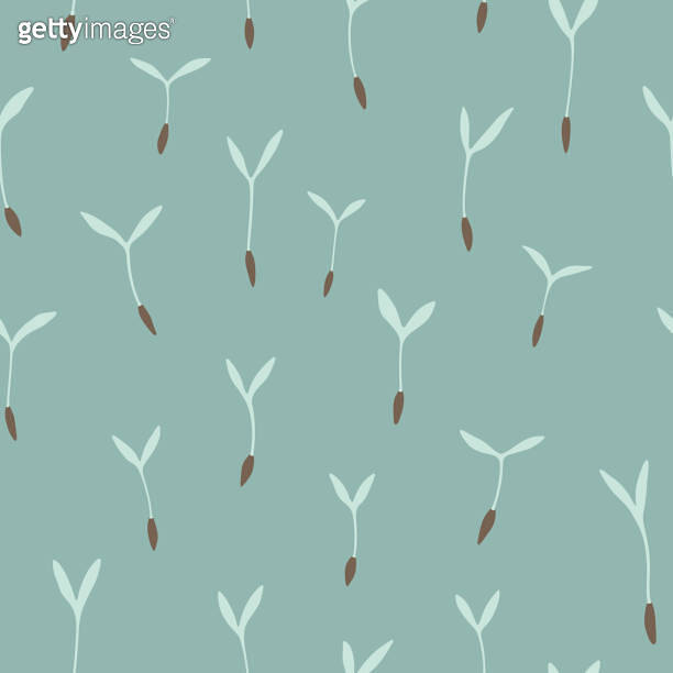 Hand drawn seedlings or seeds. Organic seamless pattern. Vector ...