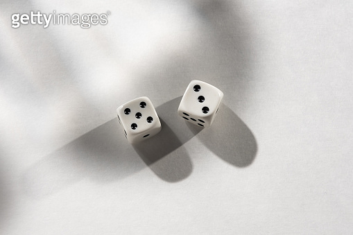 White Dice On A White Background With Harsh Shadows 이미지 1390842105
