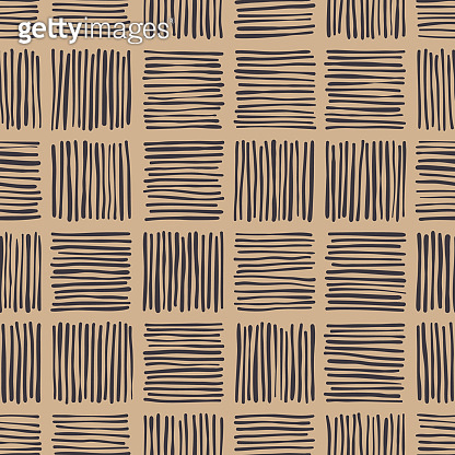 Hatched squares arranged in a regular seamless pattern. Brown ...