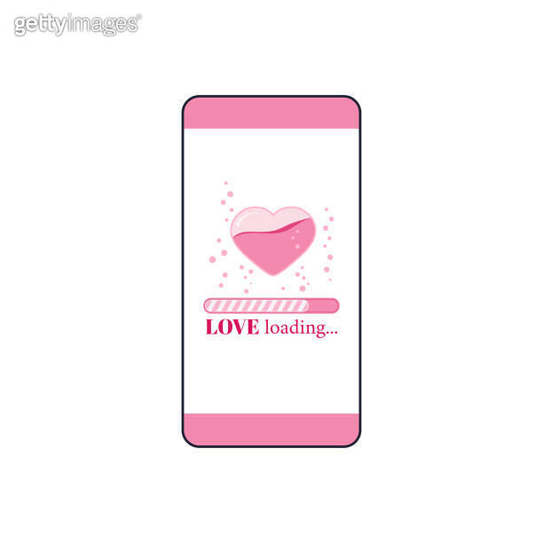 Love countdown loading bar with heart and fizzing air bubbles on ...