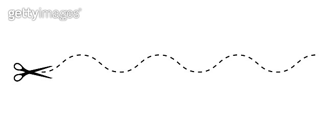 Scissors cut dotted line wavy shape icon. (1406384912) - 게티이미지뱅크