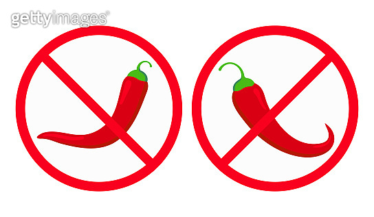 No spicy food - chilli pepper in avoid red crossed circle vector icon ...
