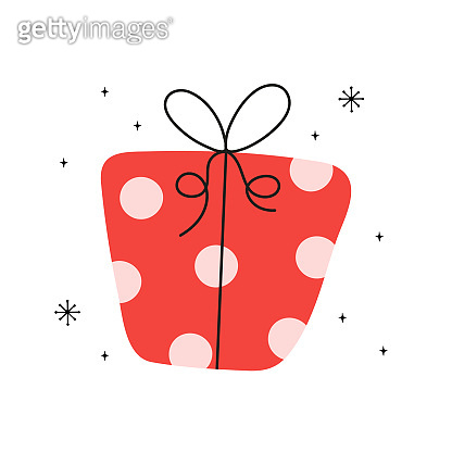 Doodle cute red gift box with snowflakes 이미지 (1405628700) - 게티이미지뱅크