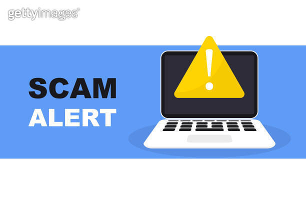 Scam alert. Network and internet security. Hacker attack and web ...