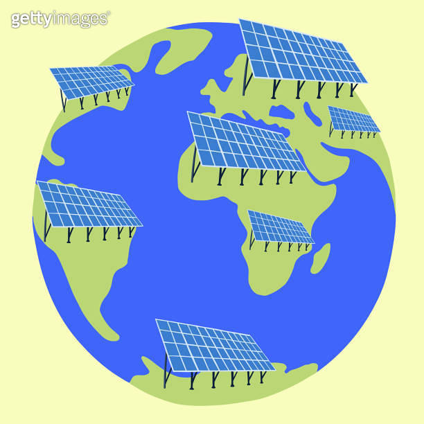 Planet with solar panels. 이미지 (1428714030) - 게티이미지뱅크