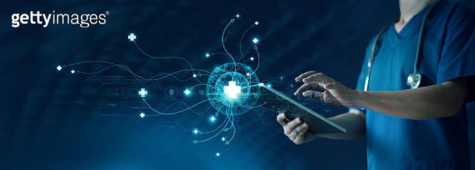 Healthcare and medical, Doctor research diagnosis of patient. Data ...