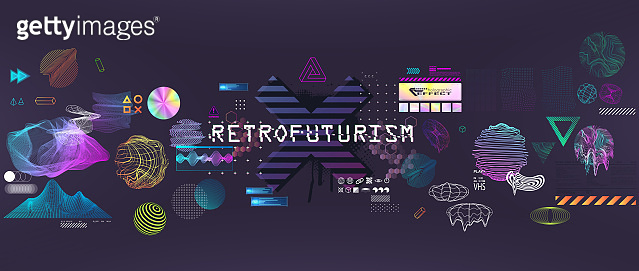 Trendy retrofuturistic geometric 3D shapes set 이미지 (1392424080) - 게티이미지뱅크