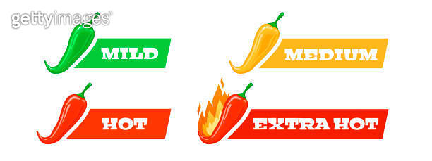 Spicy level scale, mild medium hot and extra hot meter, red chili ...