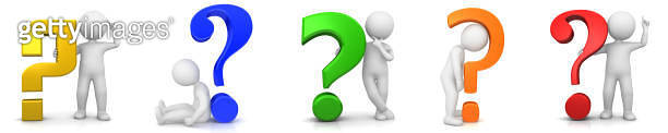 Multi colored question marks with white asking answering worried ...