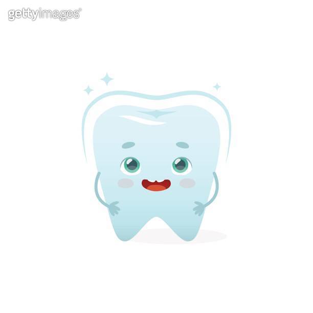 Cute tooth with protection aura. Cartoon dental mascot for kids dental ...