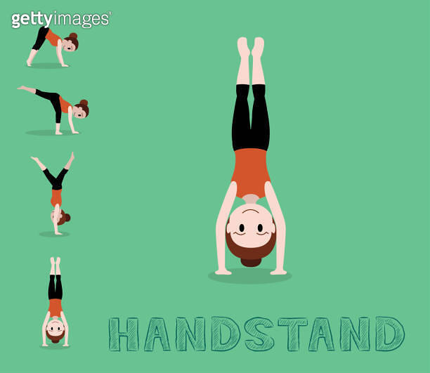 Yoga Tutorial Handstand Pose Cute Cartoon Vector Illustration ...