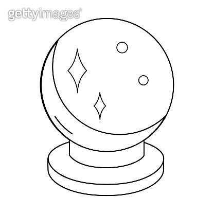 Contour black-and-white drawing of a magic ball. Vector illustration ...